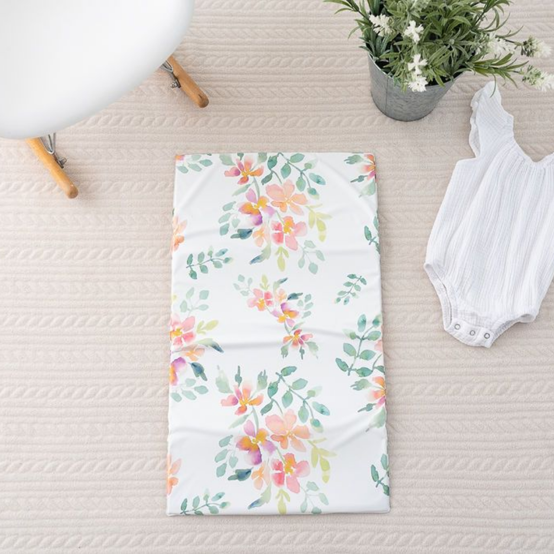 Pretty Stems White Changing Mat | Portable Waterproof Baby Mat ...